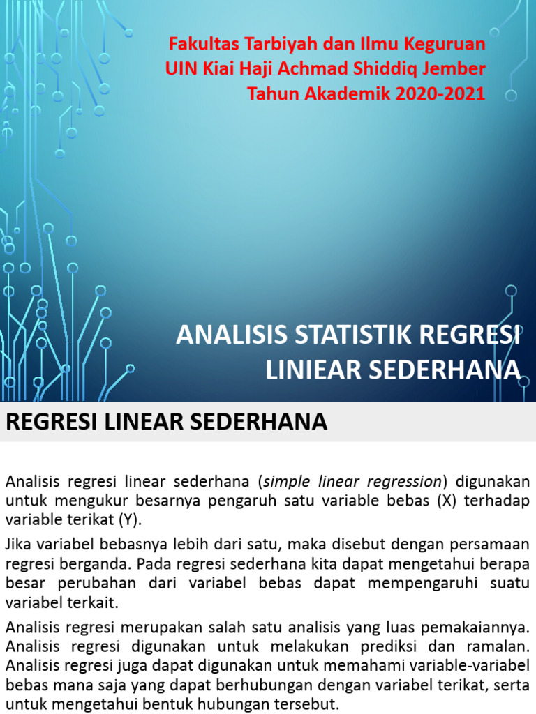 12 Analisis Statistik Regresi Linear Sederhana | PDF