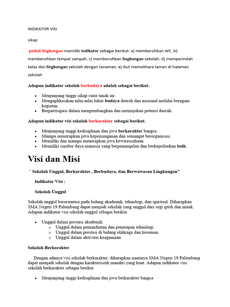 Indikator Visi | PDF