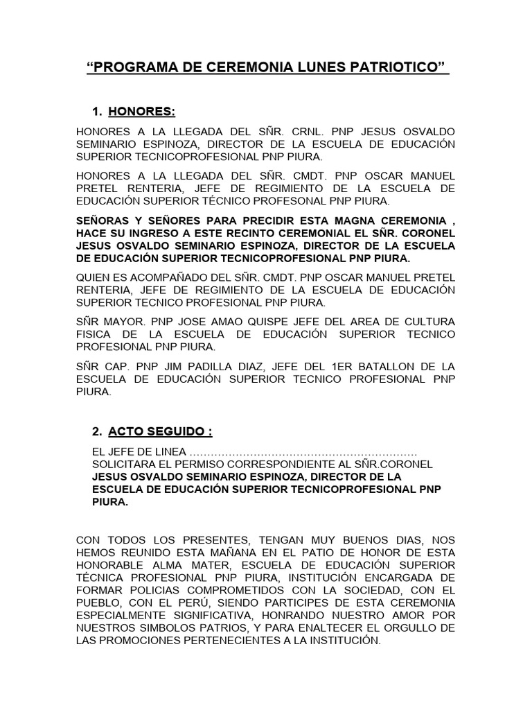 Programa de Ceremonia | PDF