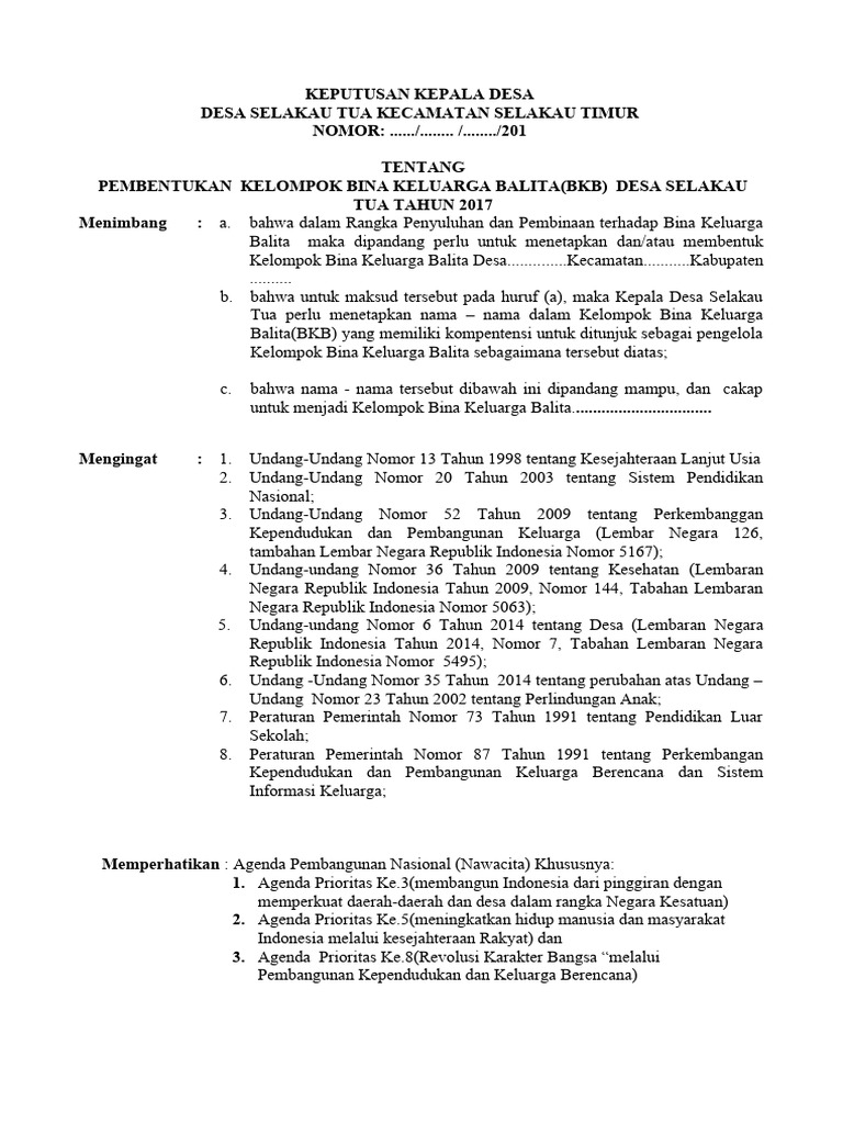 Pembentukan Kelompok BKB Desa Selakau | PDF