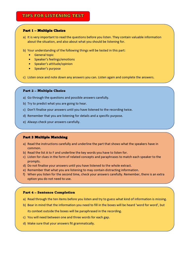 Listening Practice Module SPM A+ | PDF | Multiple Choice | Swimming