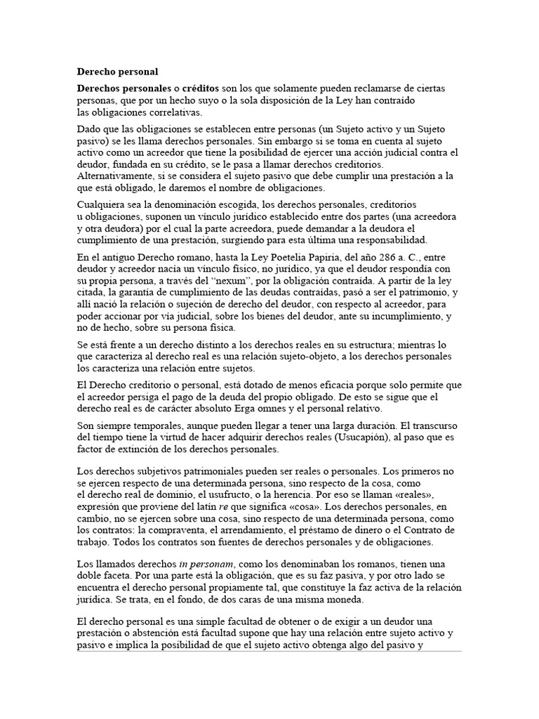 Derecho personal y derecho real | PDF | Derechos | Justicia