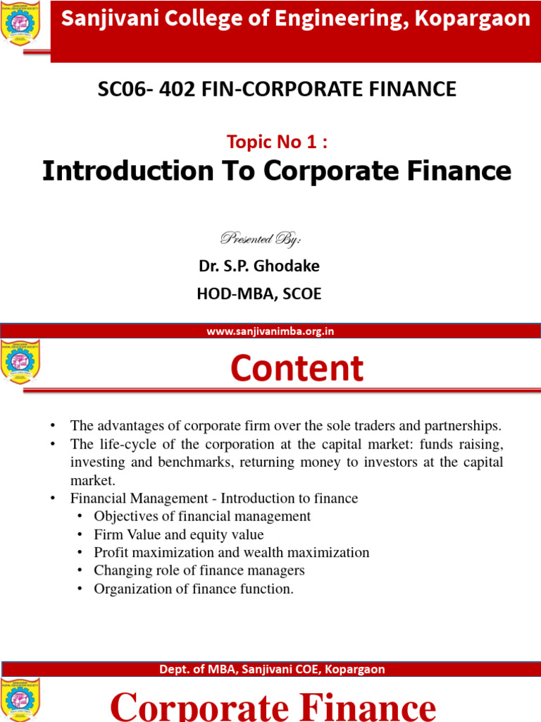 Introduction to Corporate Finance Basics | PDF | Partnership | Share ...