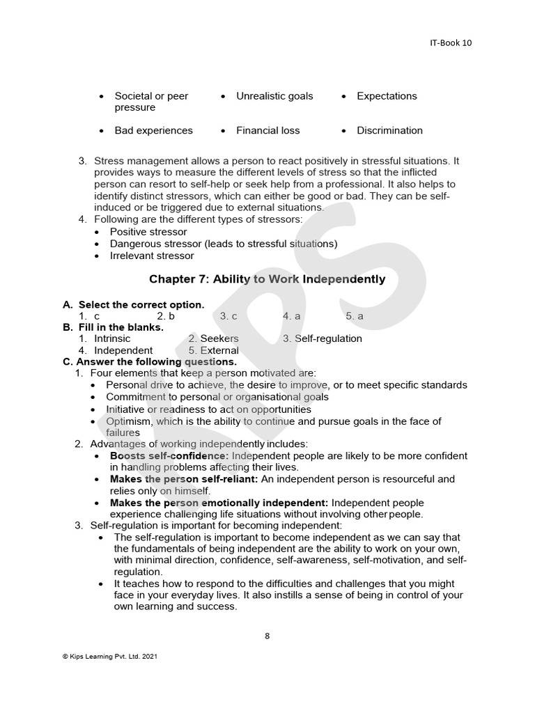 Information Technology 10 Answer Key Part A Updated Pdf Motivation Motivational 