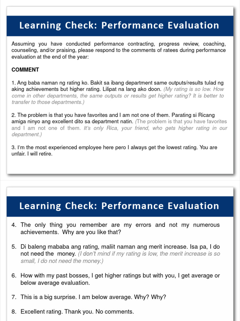 Learning Check - Performance Evaluation-1 | PDF