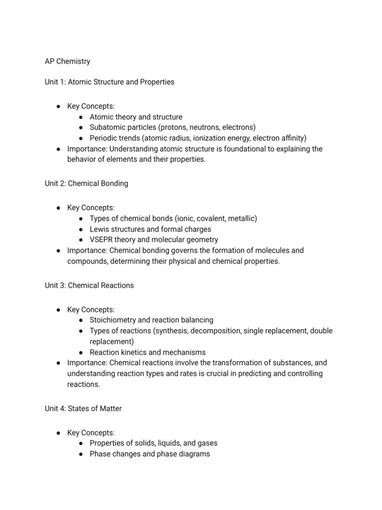 AP Chemistry Summary Note | PDF | Chemistry | Molecules