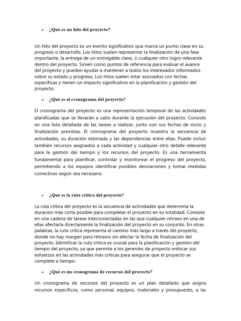 Qué Es Un Hito Del Proyecto | PDF | Planificación | Gestión del tiempo