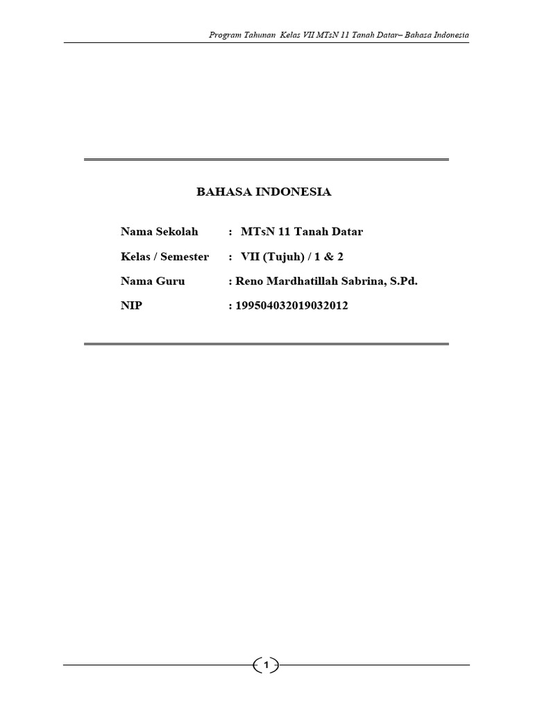 Program Tahunan 7-Bindo 2022 2023 Fix Print | PDF