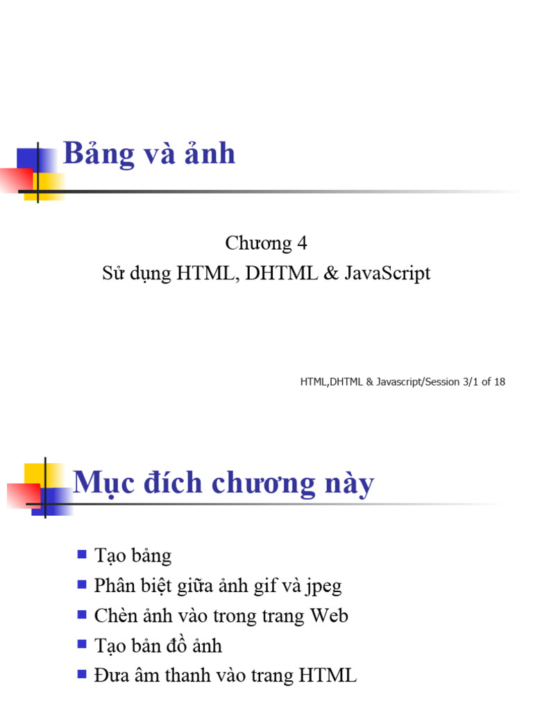 Bảng Và Ảnh: Chương 4 Sử Dụng Html, Dhtml & Javascript | PDF