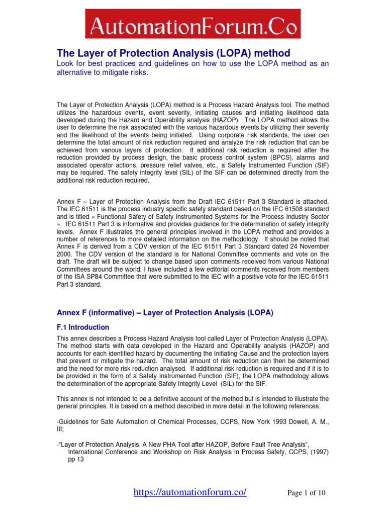 LOPA | Download Free PDF | Safety | Systems Engineering