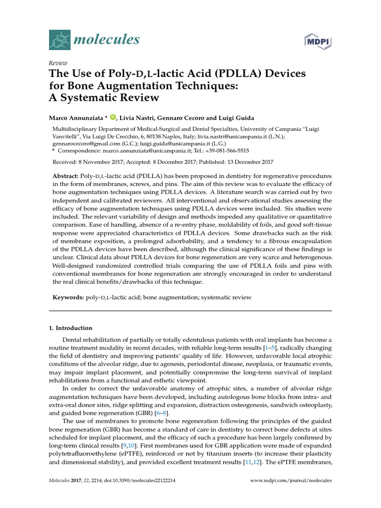 PDLLA en Aumento Óseo 2016 | PDF | Dental Implant