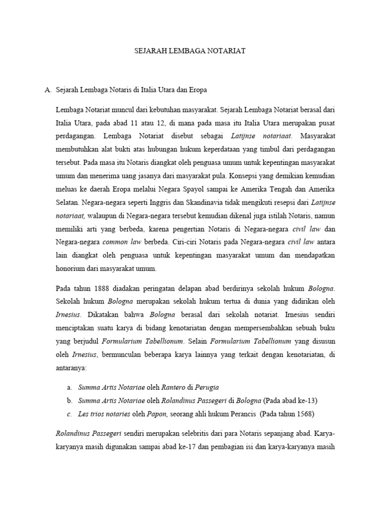 Sejarah Lembaga Notariat | PDF