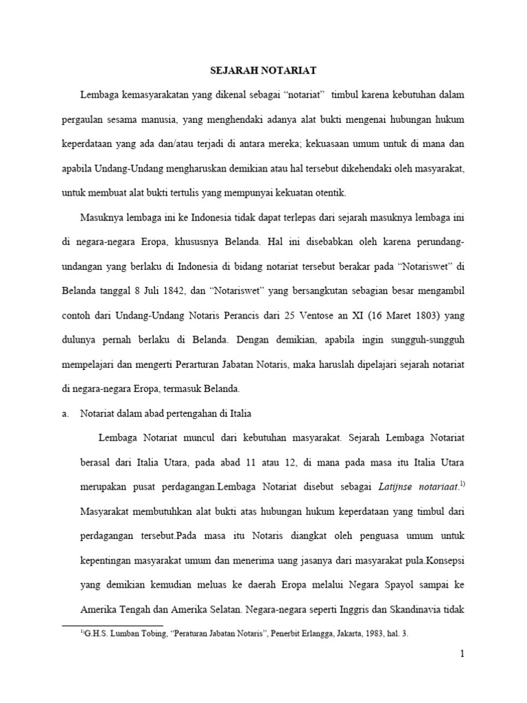 Sejarah Notariat di Eropa dan Indonesia | PDF | Sejarah