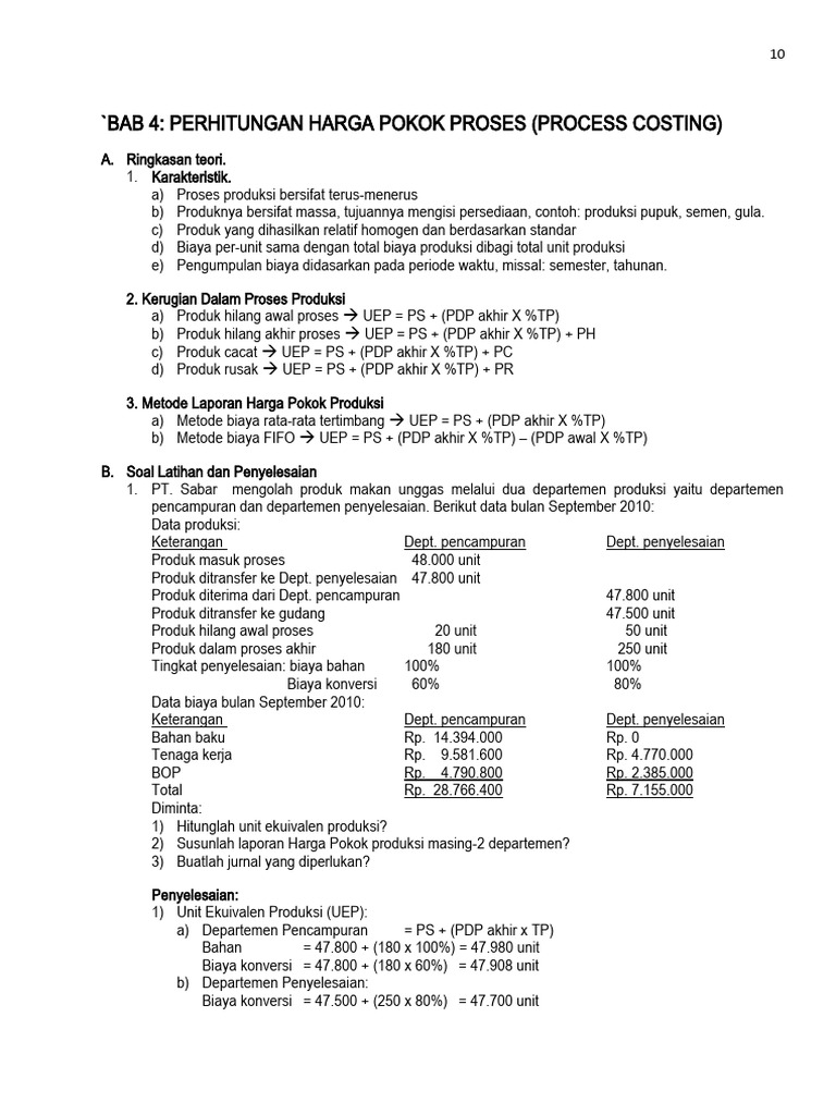 Bab 3 Process Costing | PDF