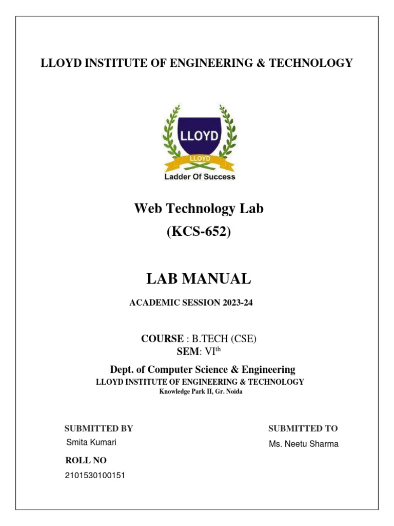WT Lab Manual 23-24 - Edited | PDF | Science | Computing