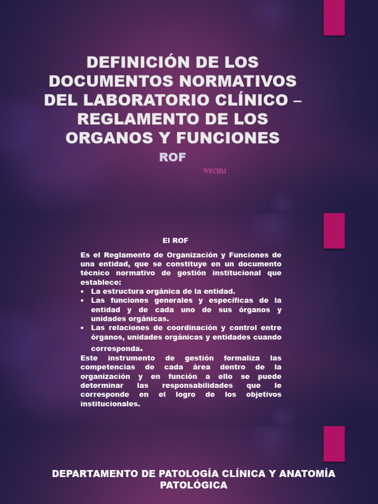 DEFINICIÓN DE LOS DOCUMENTOS NORMATIVOS DEL LAB. CLÍNICO - ROF | PDF ...