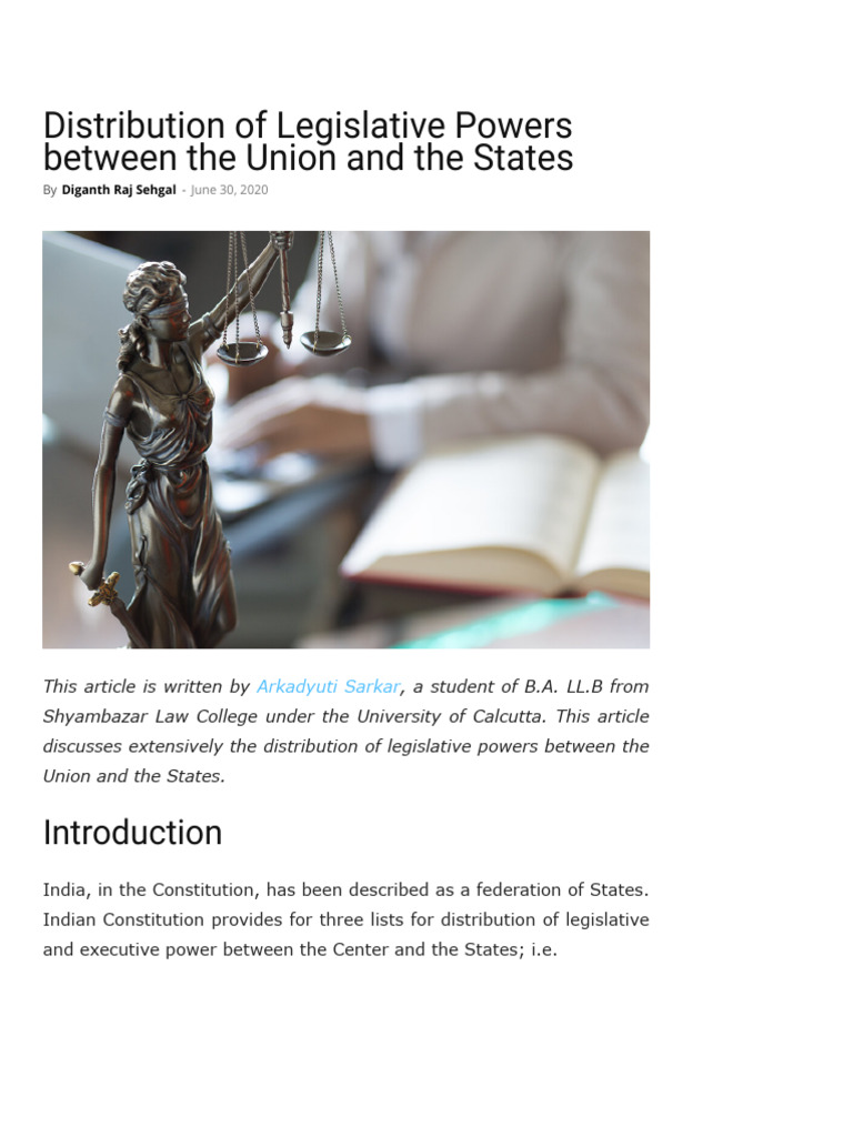 1.distribution of Legislative Powers Between The Un | PDF | Parliament ...