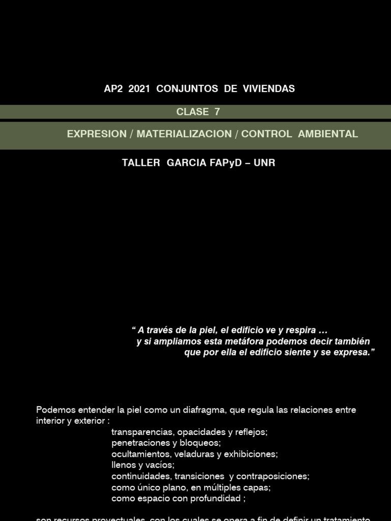 2021 - AP2 - TP2 Viviendas Clase 7 Expresion Materializacion Control Ambiental | PDF
