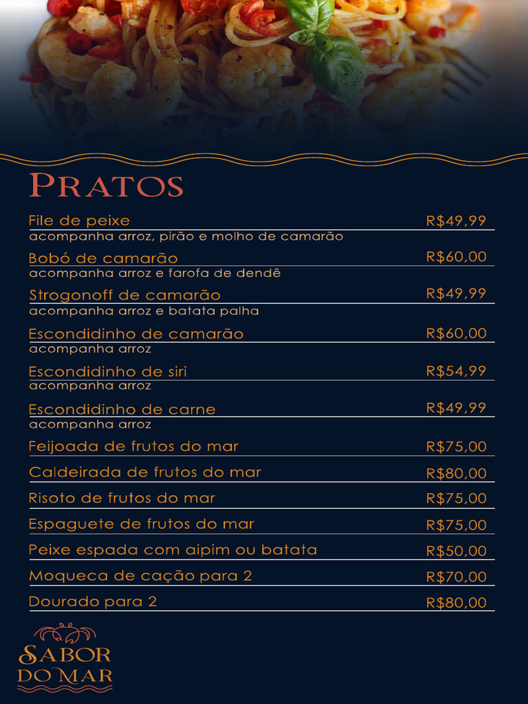 Cardápio Sabor Do Mar Celular | PDF