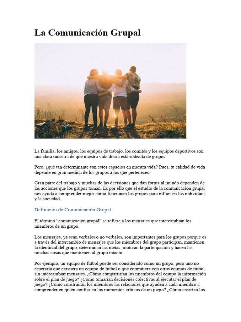 La Comunicación Grupal | Descargar gratis PDF | Comunicación | Vida