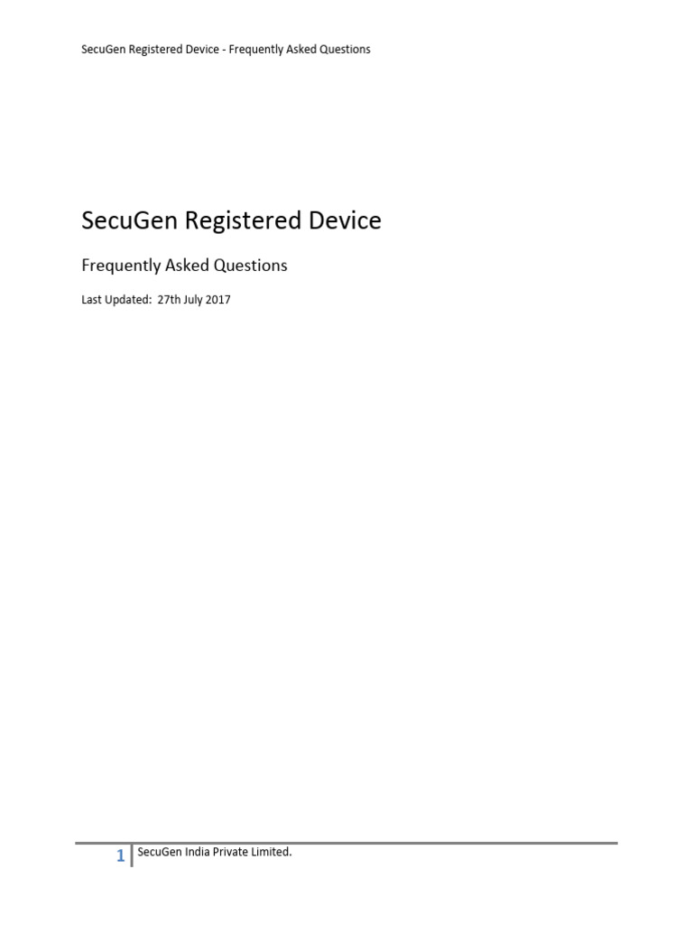 SecuGen RD FAQ | PDF | Server (Computing) | Microsoft Windows