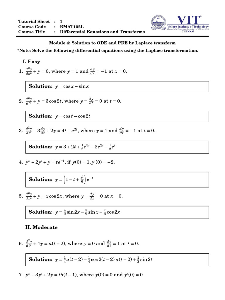 Module 4 - Tutorial - Sheet - DET - BMAT102L | PDF | Mathematical Physics | Mathematical Relations