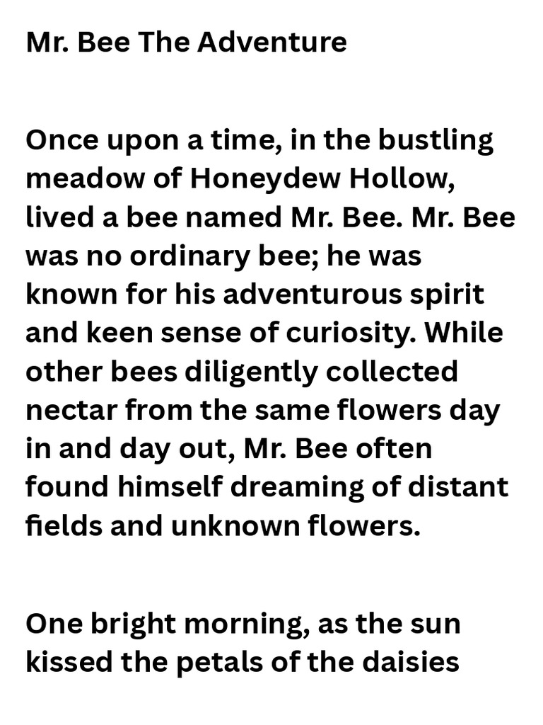 Mr. Bee The Adventure | PDF | Bees | Flowers