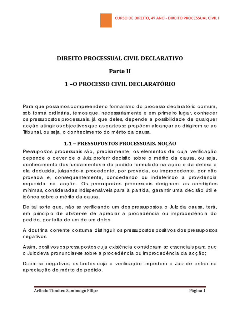 Materia Direito Processual Declarativo I-Ii-2021 | PDF | Litisconsórcio | Processo civil