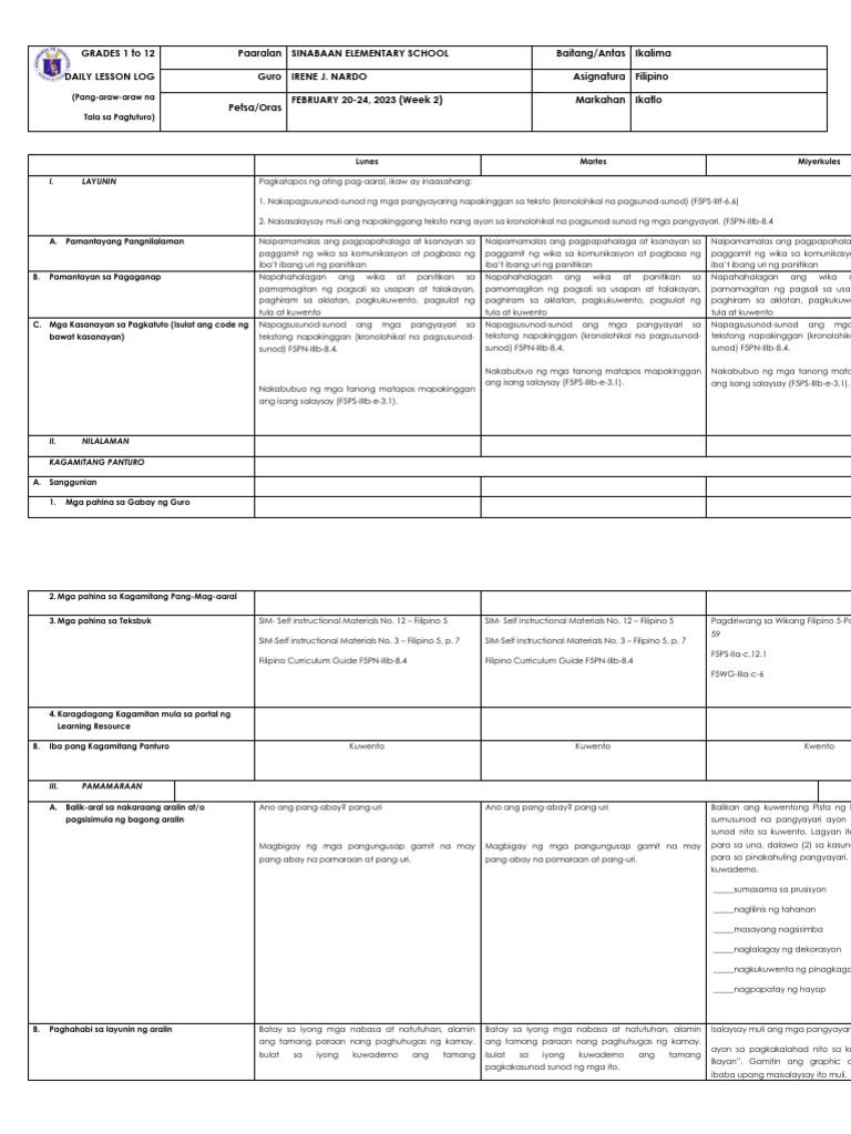 DLL Fil G5 Q3 W2 | PDF