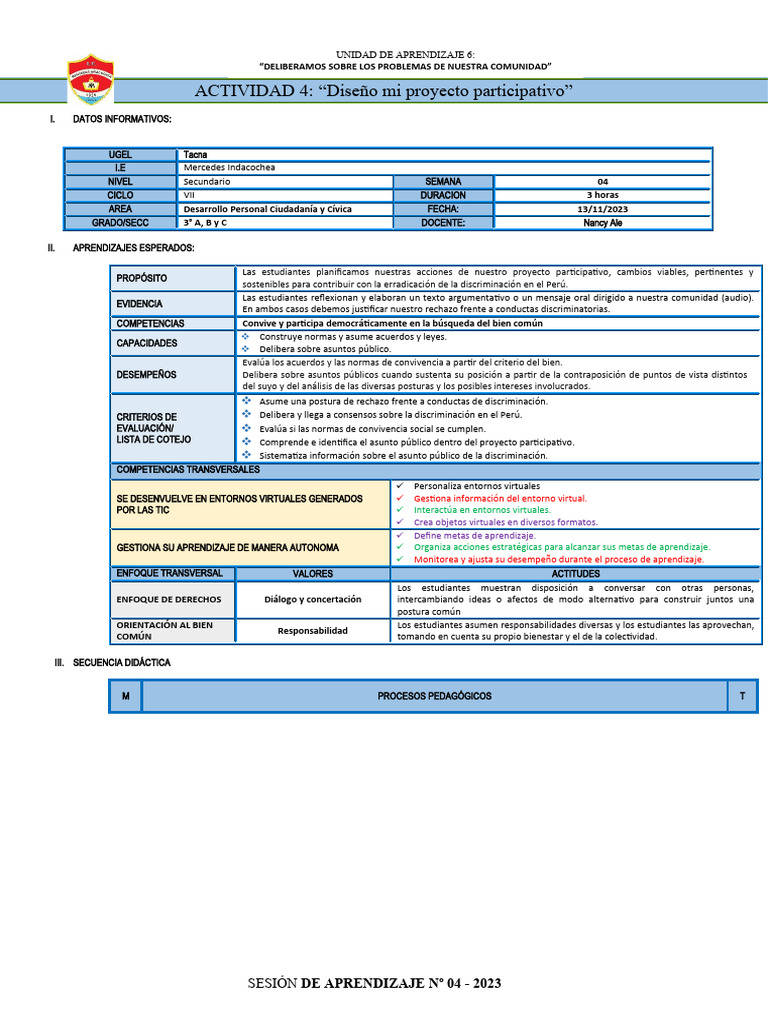 3º DPCC - Ses 4 Uni 7 - Sem 04 | PDF | Aprendizaje | Evaluación