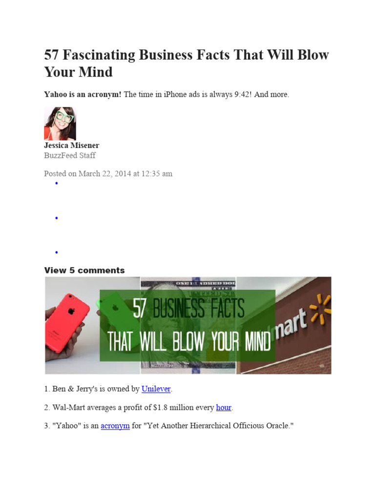 57 Fascinating Business Facts That Will Blow Your Mind | PDF ...