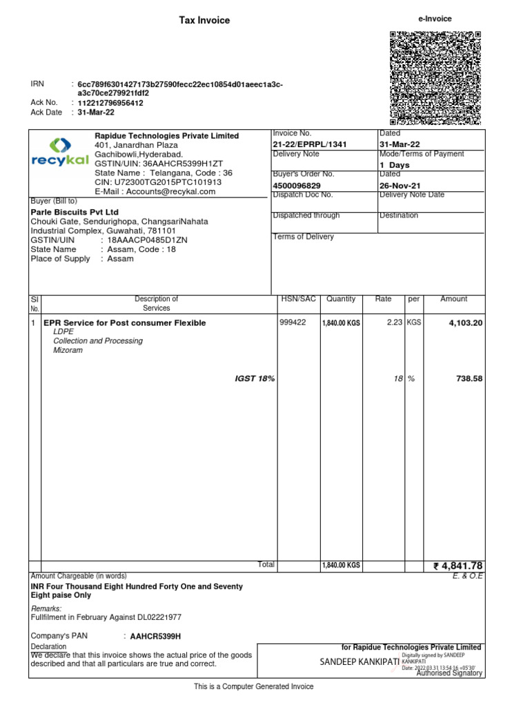 Parle Biscuits Mizoram LDPE February | PDF | Government Finances ...