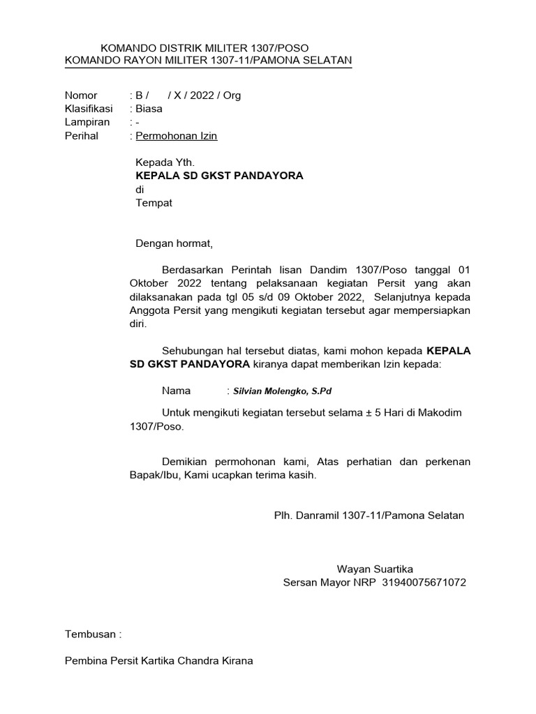 Permohonan Izin Persit | PDF