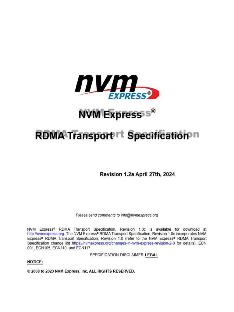 NVM Express RDMA - 1.2a | PDF | Port (Computer Networking) | Data Transmission