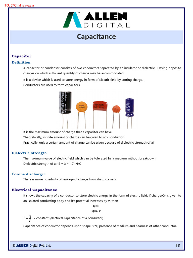 Capacitance Theory | PDF | Capacitance | Capacitor