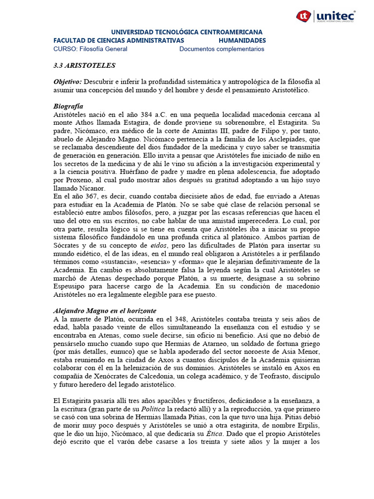 Tema 3.3 - Aristóteles | PDF | Aristóteles | Metafísica