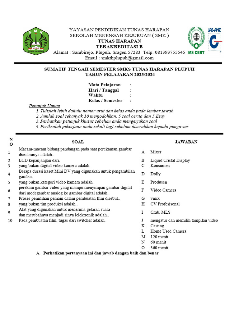 Soal Xi BP Ta. 2023-2024 | PDF