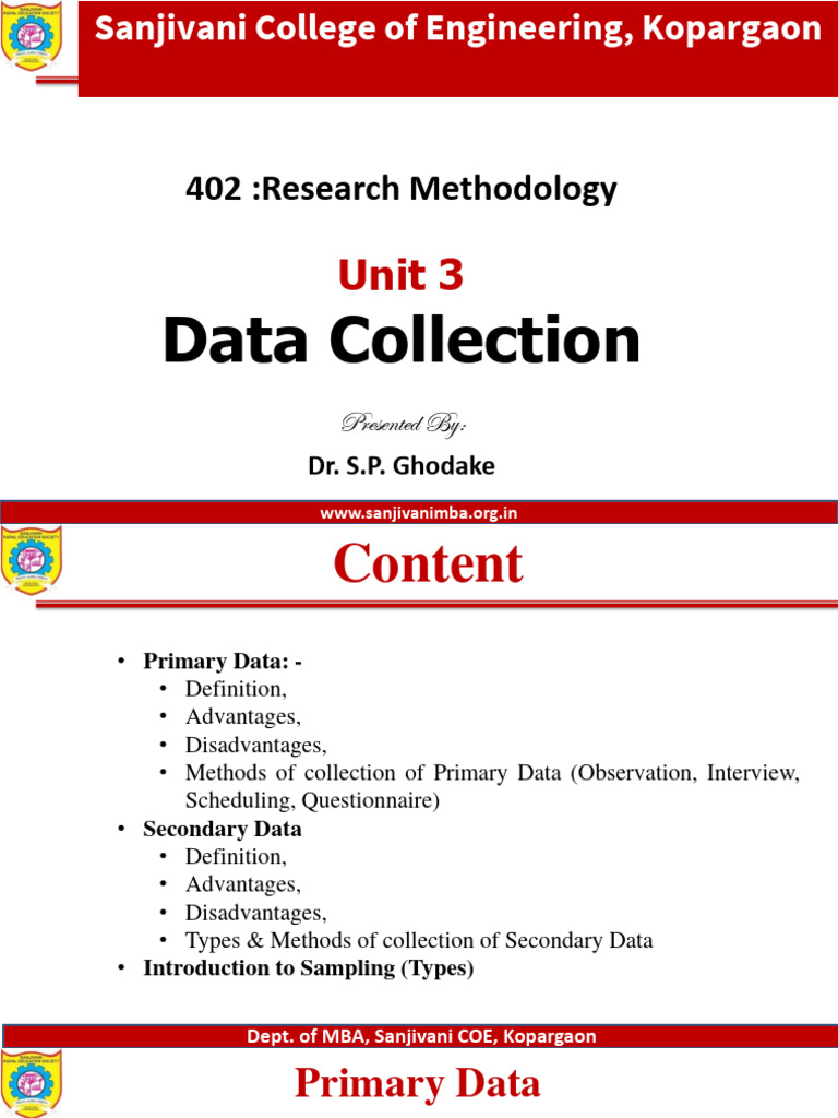 Unit No 3 Data Collection | PDF | Sampling (Statistics) | Data