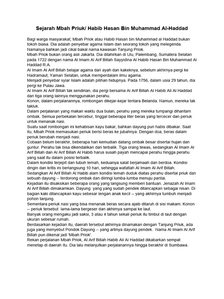 Sejarah Mbah Priok dan Legenda Tanjung Priok | PDF | Perjalanan | Sejarah
