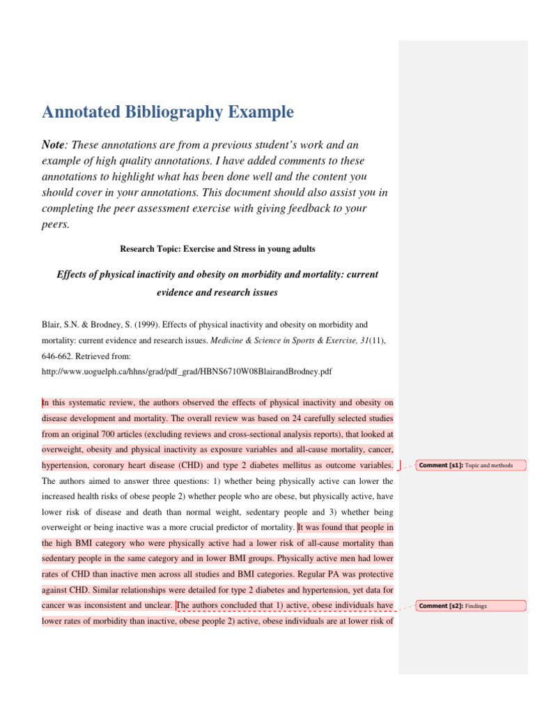 Annotated Bibliography Example | PDF | Obesity | Mental Disorder