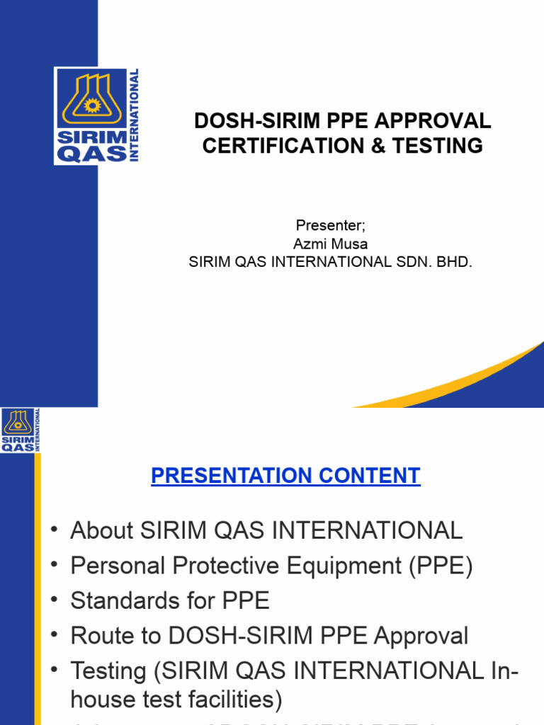 Presentation Approval DOSH SIRIM PPE APP | PDF | Personal Protective ...