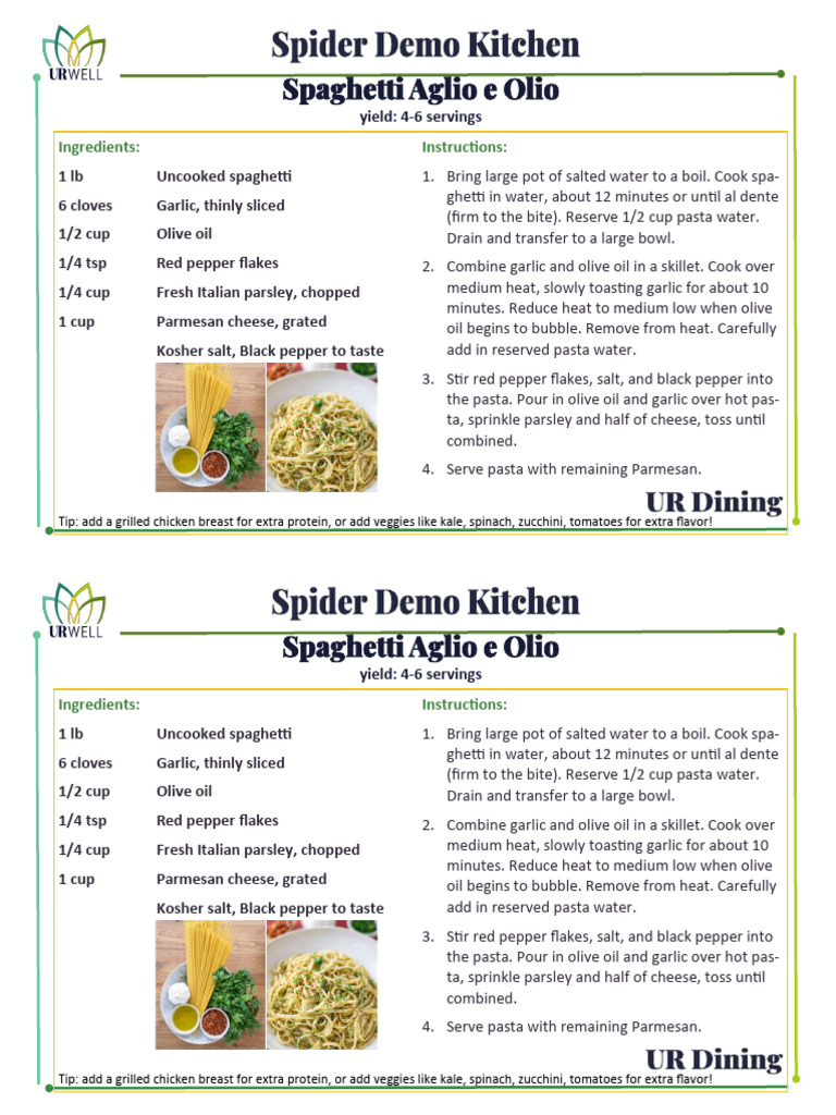 Spaghetti Aglioe Olio | PDF | Pasta | Spaghetti