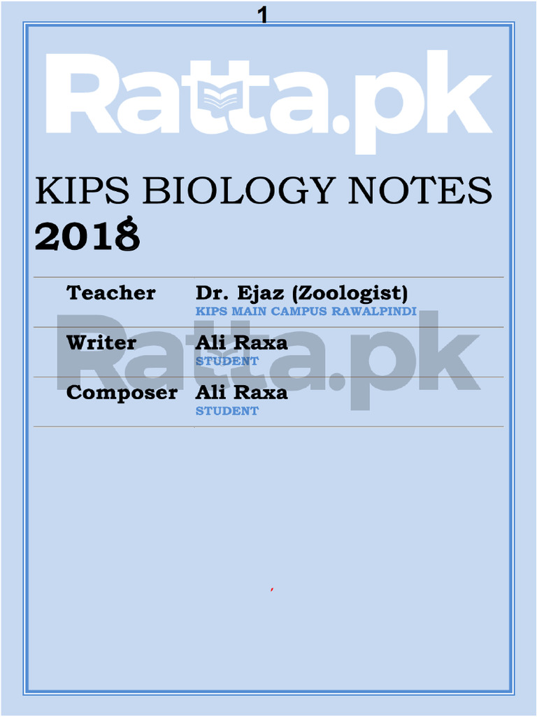 Mdcat Biology Kips Notes | PDF