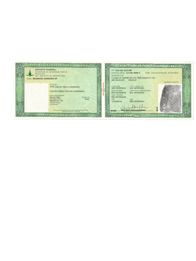 RG Novo DF 2021 Matriz Silencio Conexão SP | PDF | Brasil | Cidadania