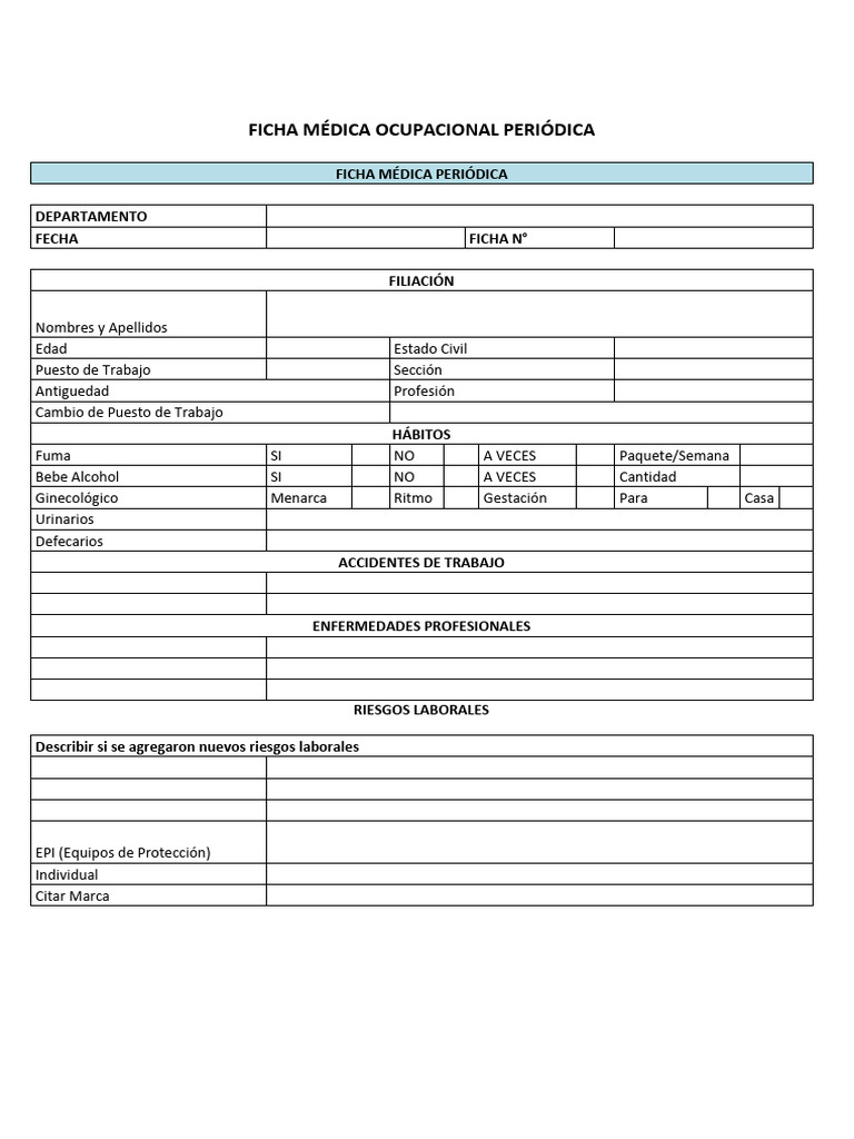 Ficha Médica Ocupacional Periódica PDF | PDF