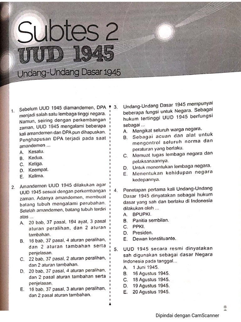 Soal UUD 1945 2 | PDF