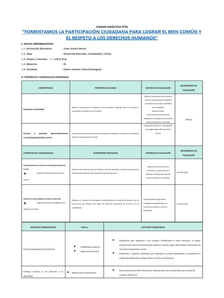 DPCC 1 Sec.u3 | PDF | Participación pública | Evaluación