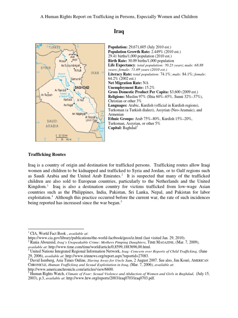 Iraq Human Rights: Trafficking Report | PDF | Politics | Social Science