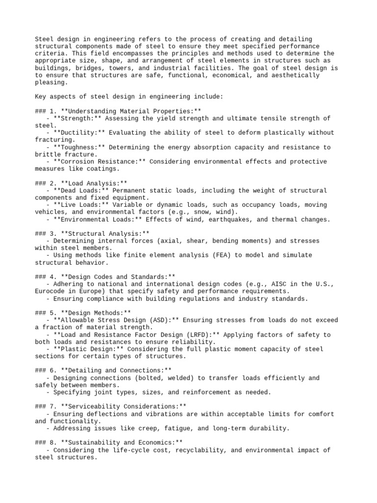 Steel Design in Engineering | PDF | Strength Of Materials | Structural Load