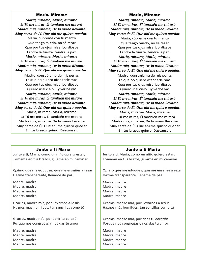 Canciones Maria Mirame y Junto A Ti Maria | PDF | María, madre de Jesús